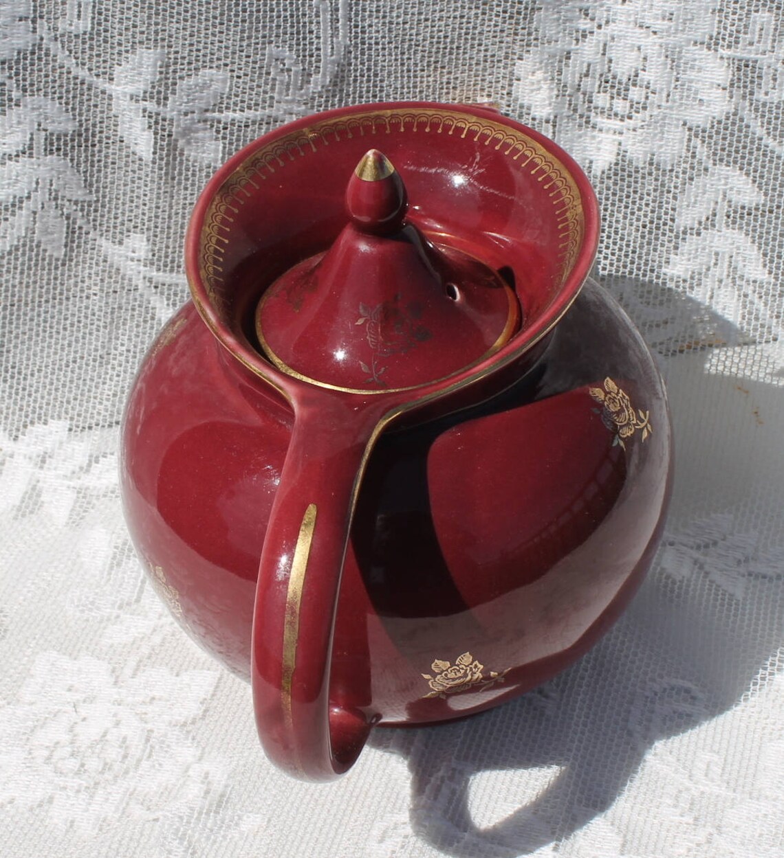 Vintage HALL TEAPOT 6-cup Made in USA Maroon Dark Mauve | Etsy