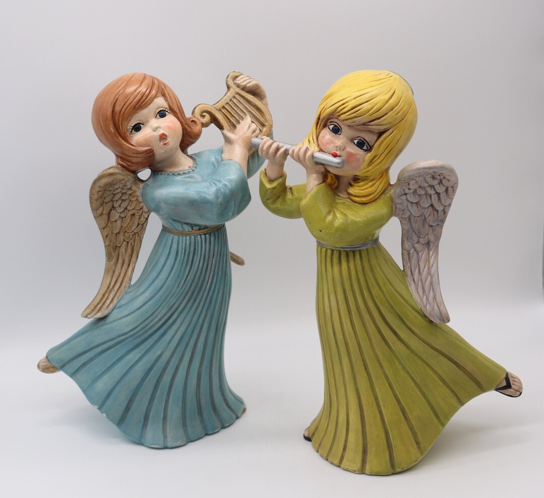 Vintage Large 12" MCM Store Display Pair Heavenly ANGELS Blonde ...