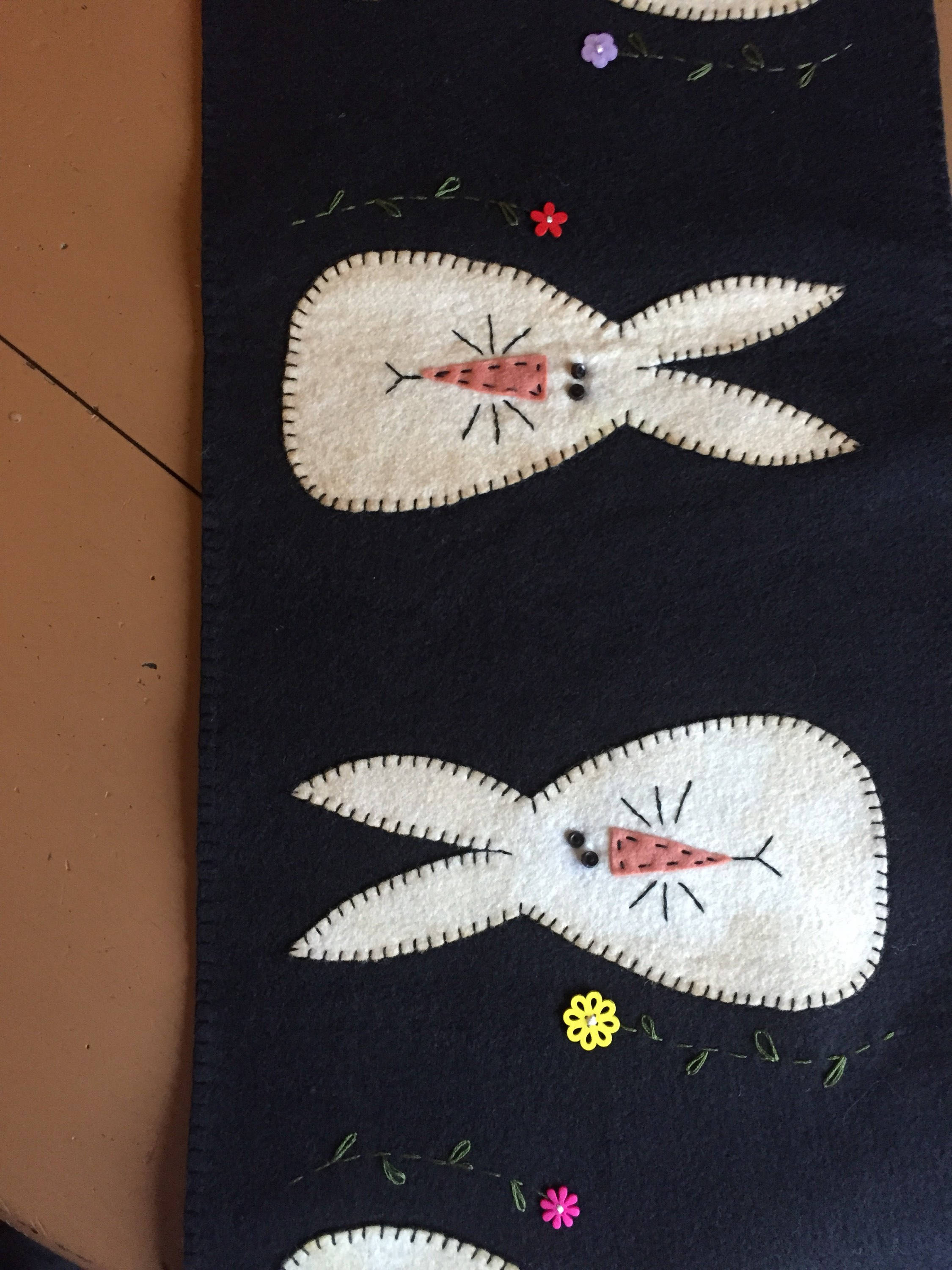 Bunny Table Runner With a Black Background Measuring 12x36 | Etsy