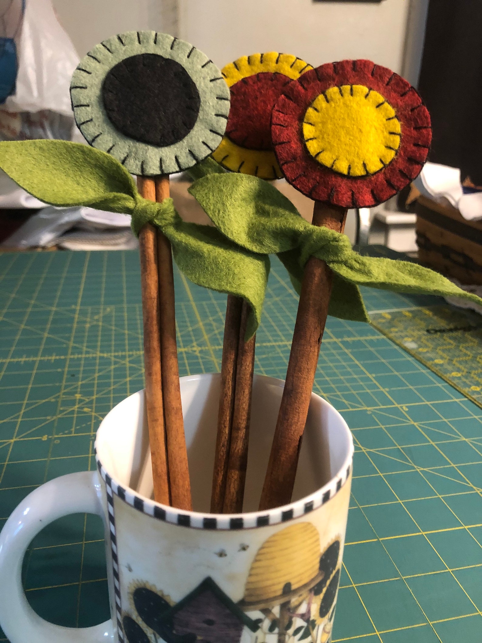 2.5 Inch Penny Flowers With 10 Inch Cinnamon Stick Stems. Set - Etsy