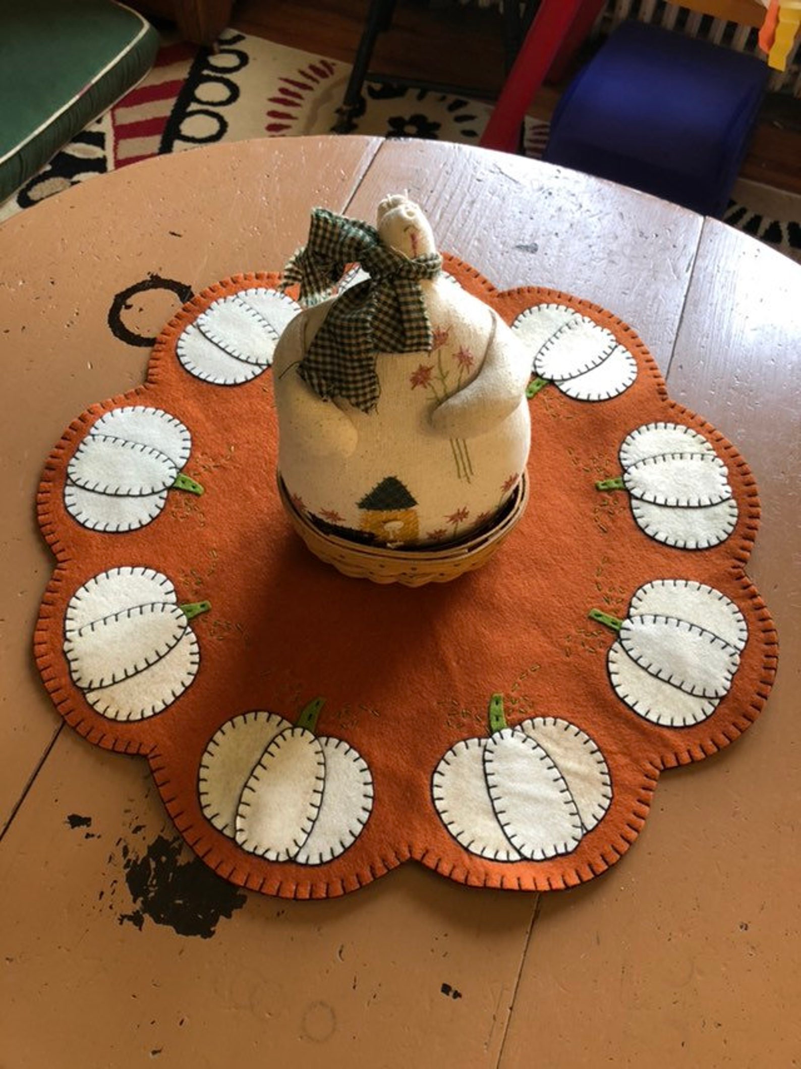 Wool Felt Table Mat Measuring 18 Inches Across Orange With - Etsy