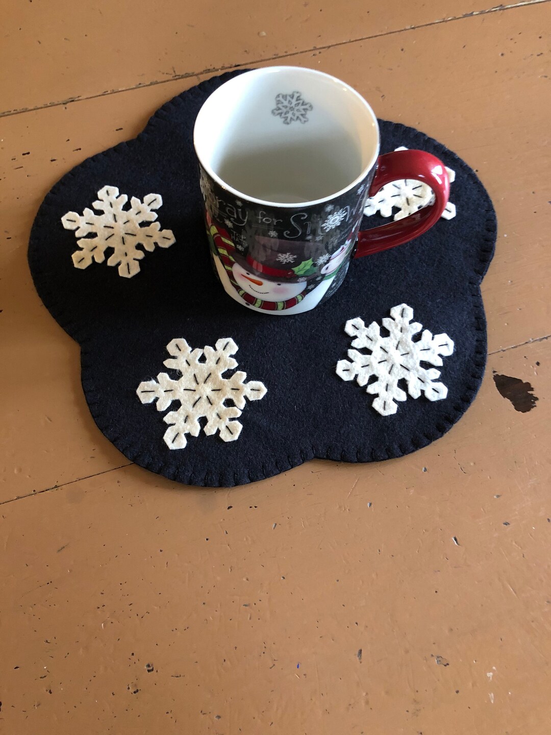 Candle Mat With Snowflakes/ Snowflake Candle Mat/ Christmas Candle Mat ...
