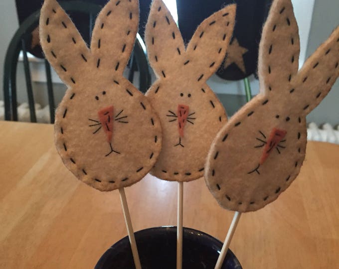 Bunnies on a Stick Set of 3 Measuring 4 Inches by 2 Inches - Etsy