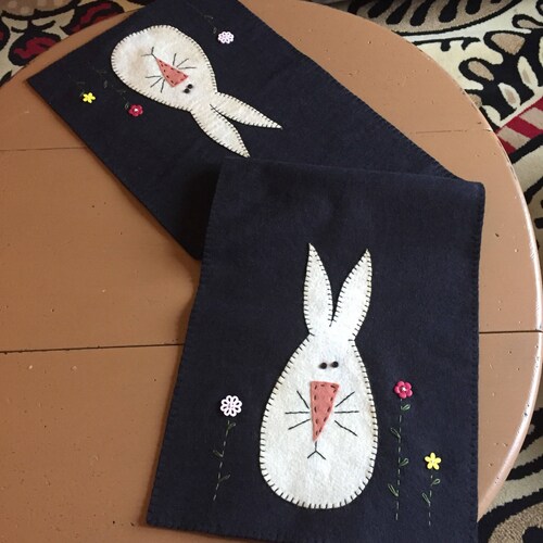 Bunny Table Runner With a Black Background Measuring 12x36 - Etsy