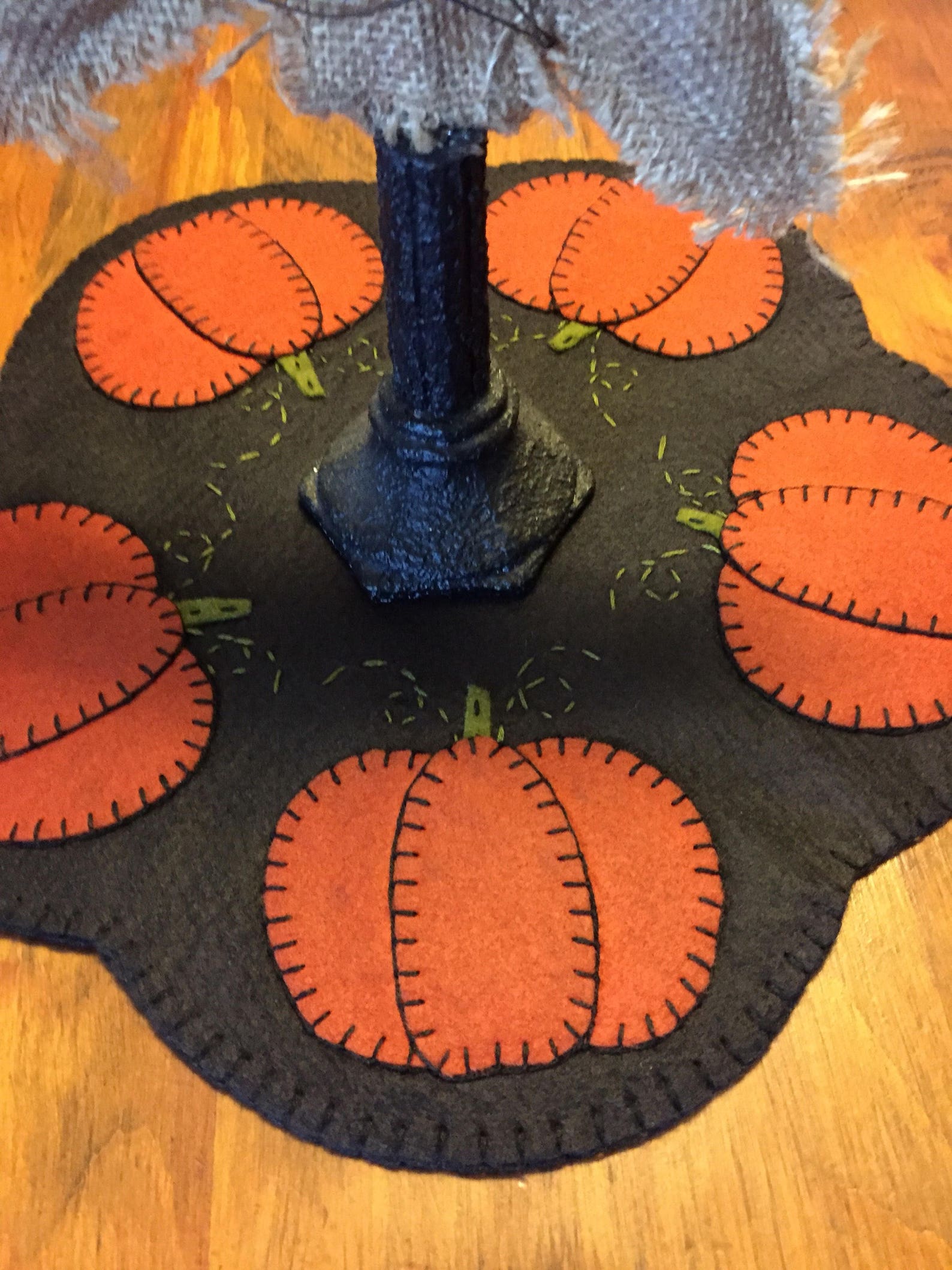 Candle Mat Black With Orange Pumpkins Measuring 12 Inches. - Etsy