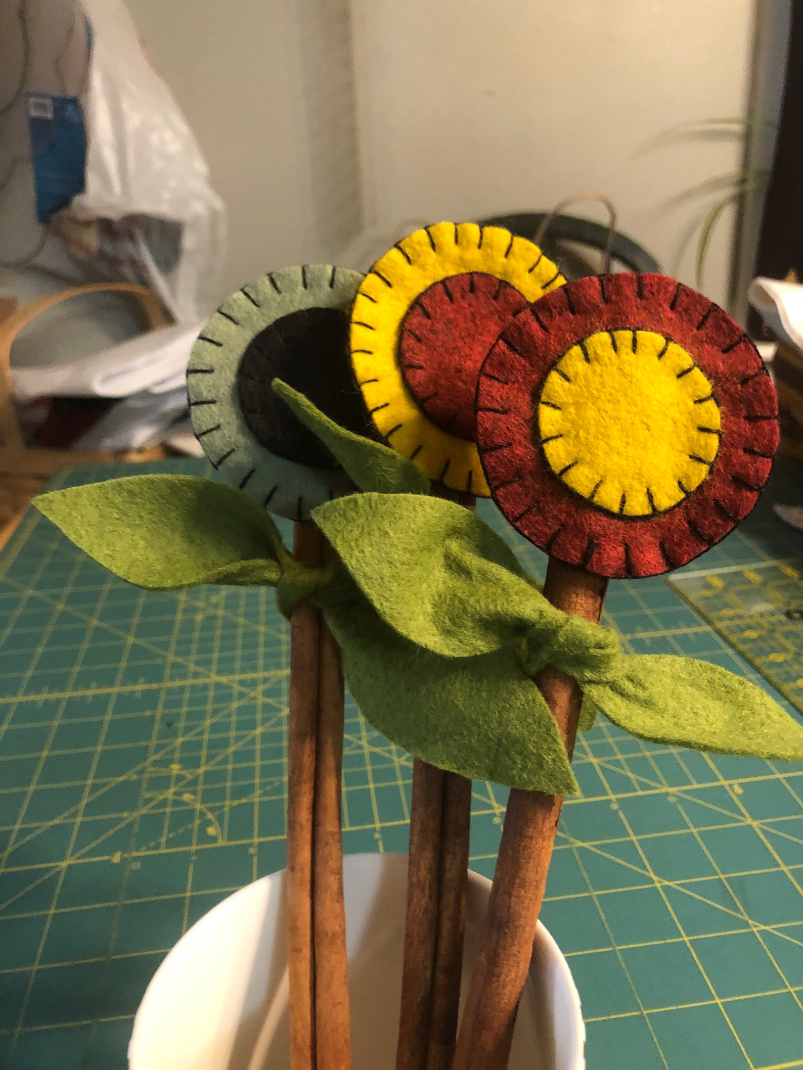 2.5 Inch Penny Flowers With 10 Inch Cinnamon Stick Stems. Set - Etsy