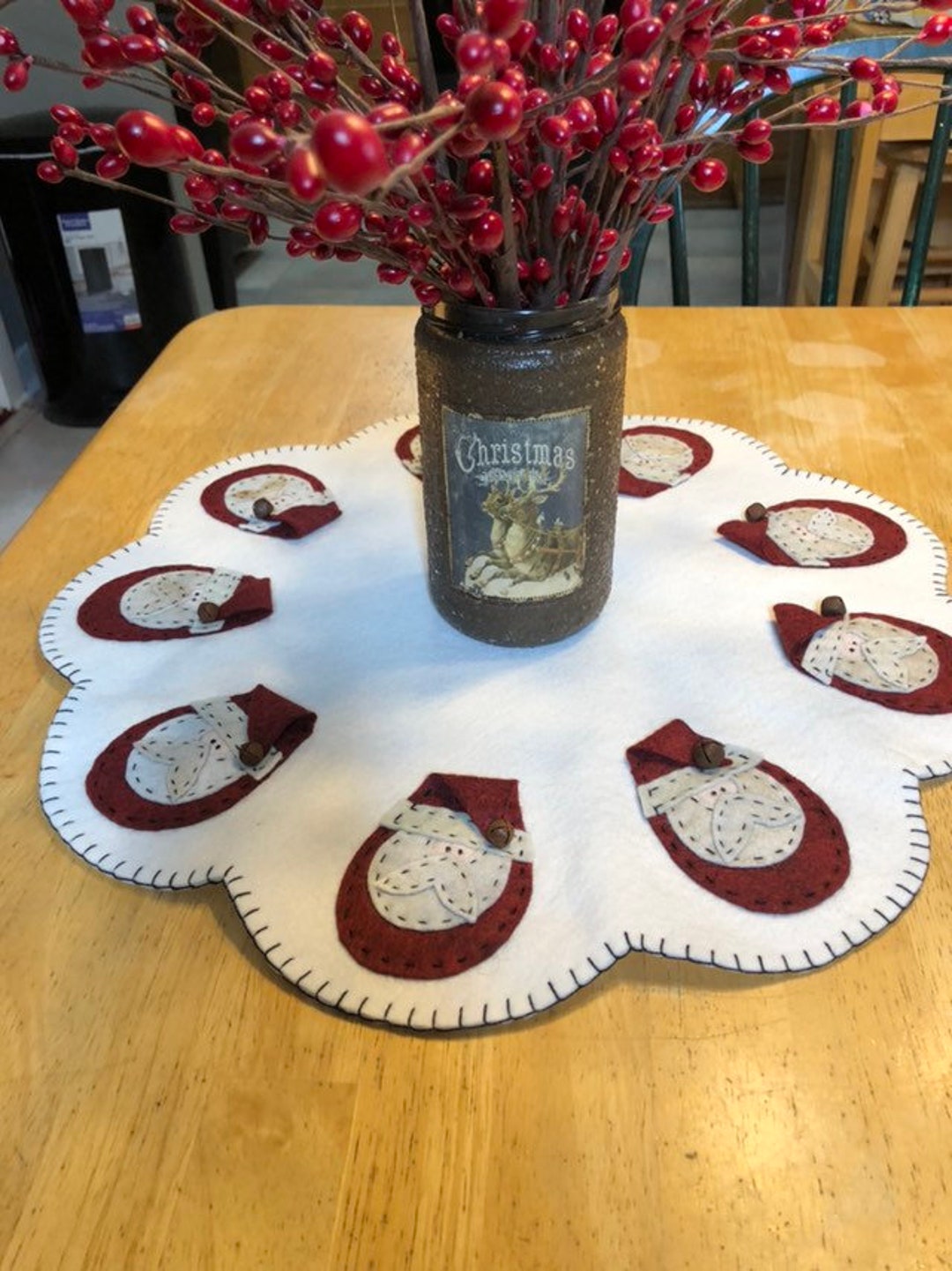 Santa Candle Mat / Christmas Candle Mat / Primitive Santa Candle Mat ...