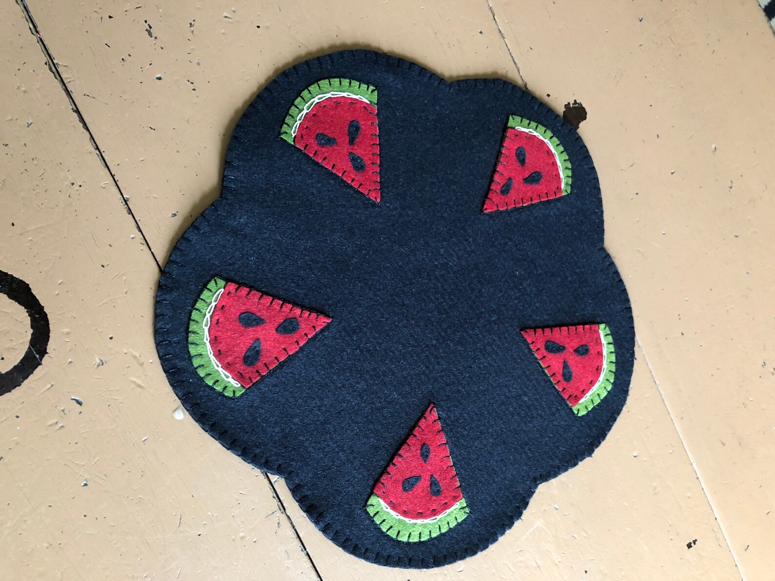 Primitive Watermelon Candle Mat Measuring 12 Inches Across - Etsy