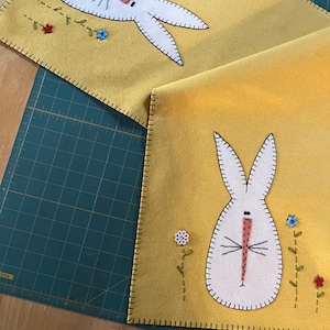 Primitive Bunny. Table Runner Mellow Yellow Background With Button ...