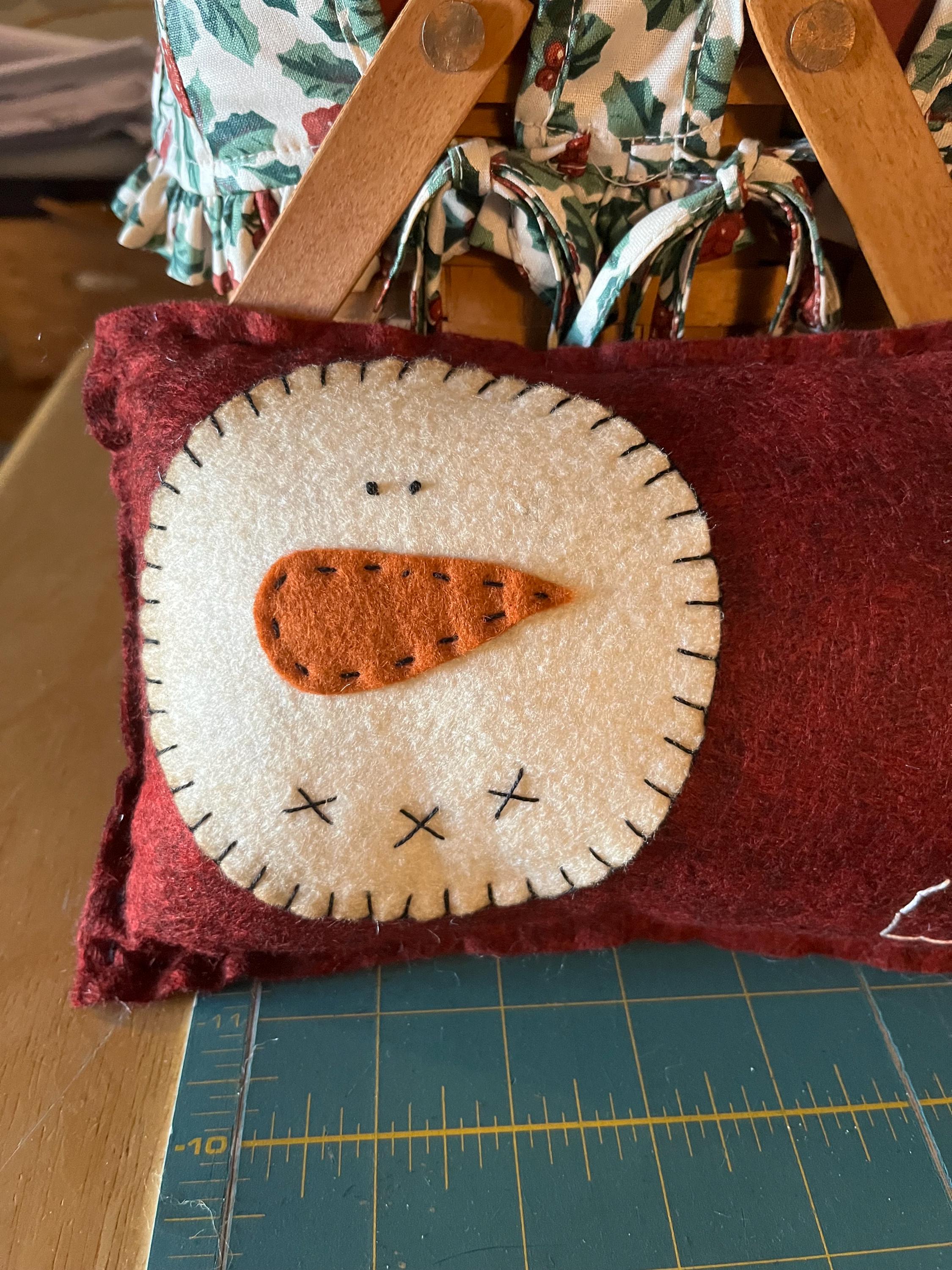Primitive Snowman Face Pillow Measuring 6.5 Inches by 10.5 Inches With ...