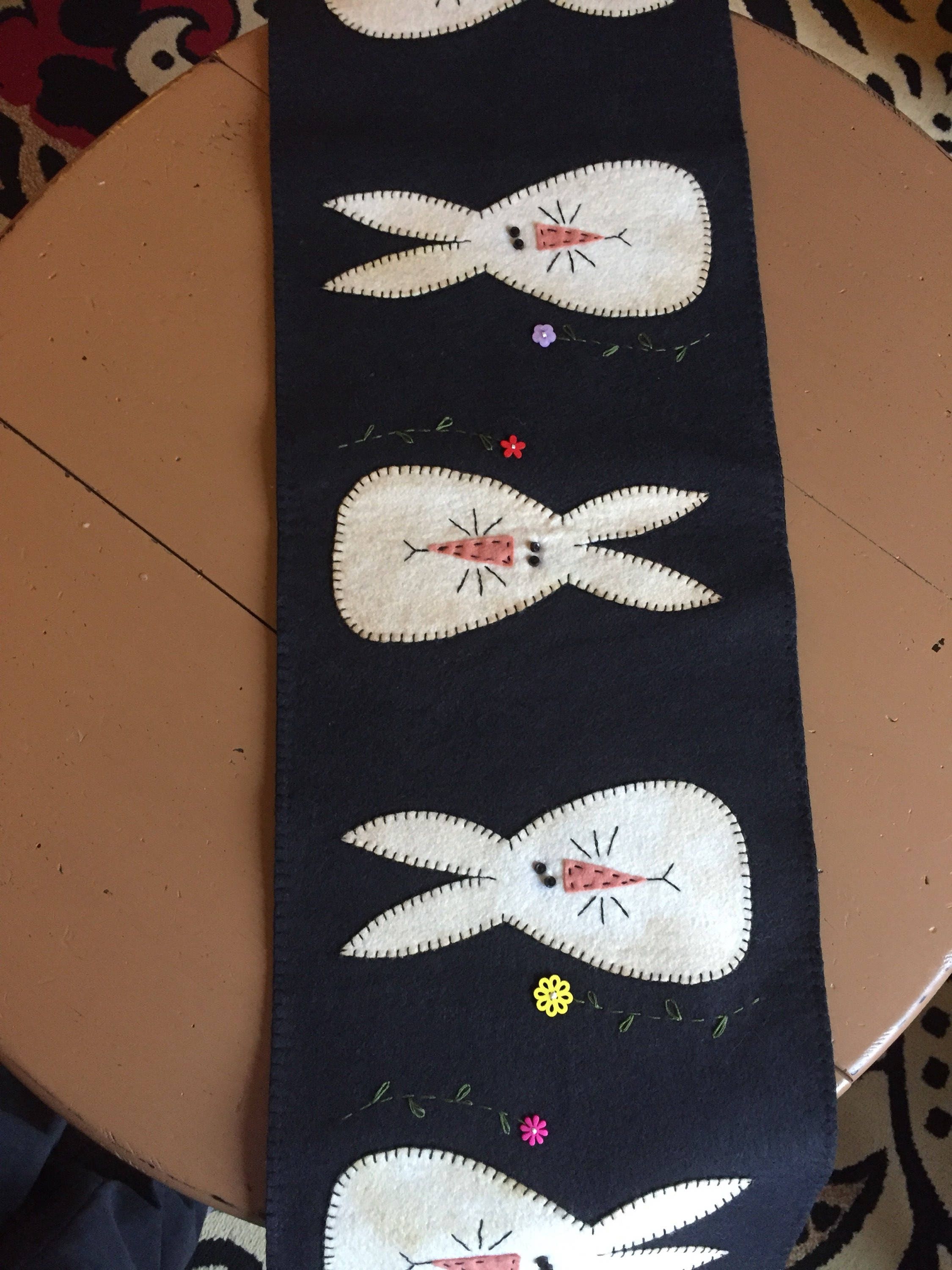Bunny Table Runner With a Black Background Measuring 12x36 | Etsy
