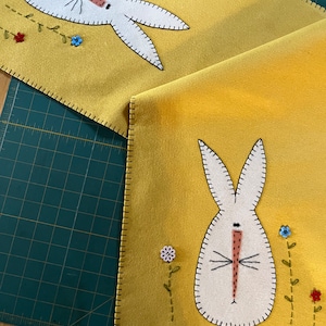 Primitive Bunny. Table Runner Mellow Yellow Background With Button ...