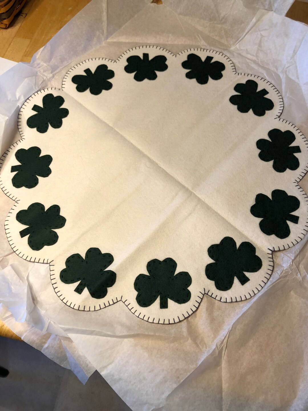 Shamrock Table Mat Measuring 18 or 22 Inches off White Background With ...