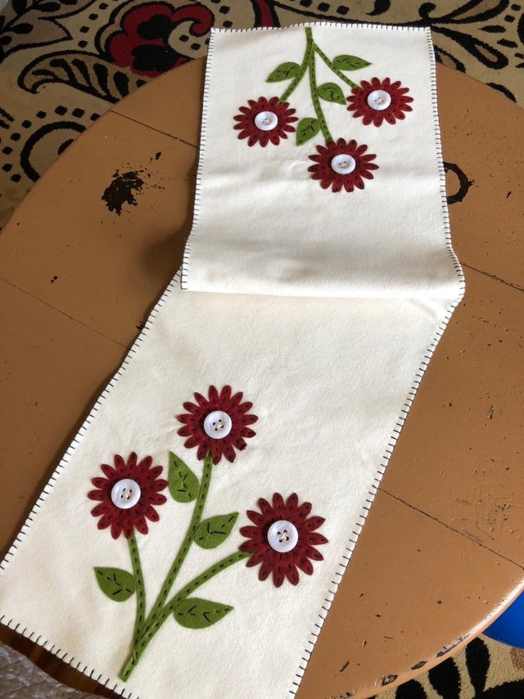 Flower Table Runner / Summer Flower Table Runner / Flower Runner /wool ...