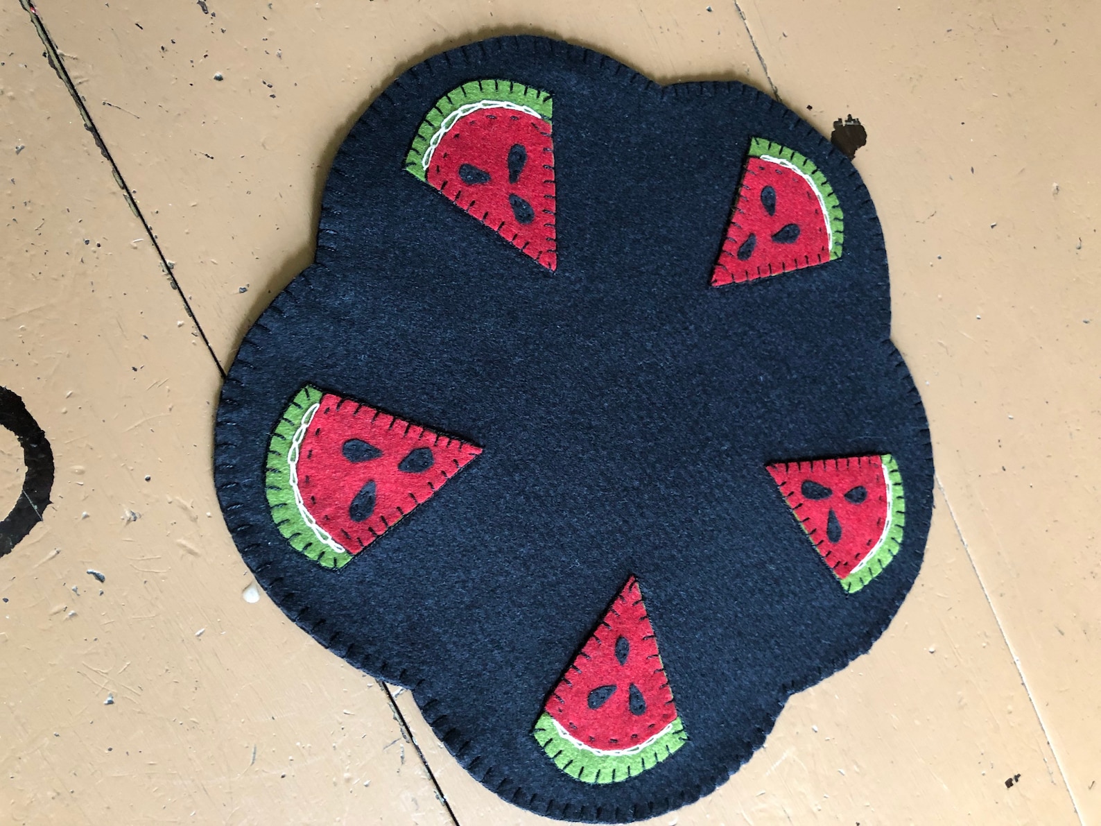 Primitive Watermelon Candle Mat Measuring 12 Inches Across - Etsy