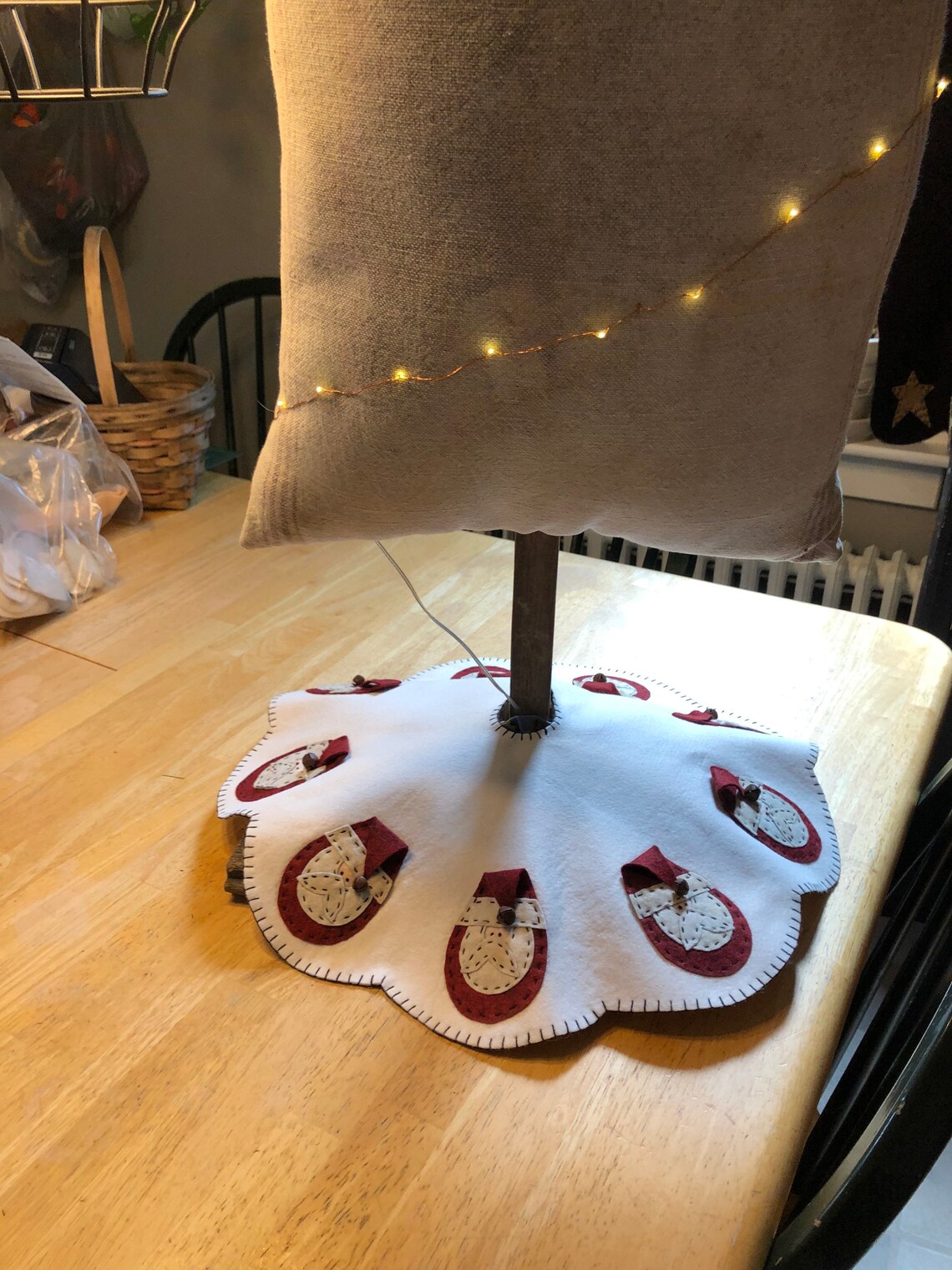 Tree Skirt Santas Christmas Tree Skirt Primitive Santa Etsy