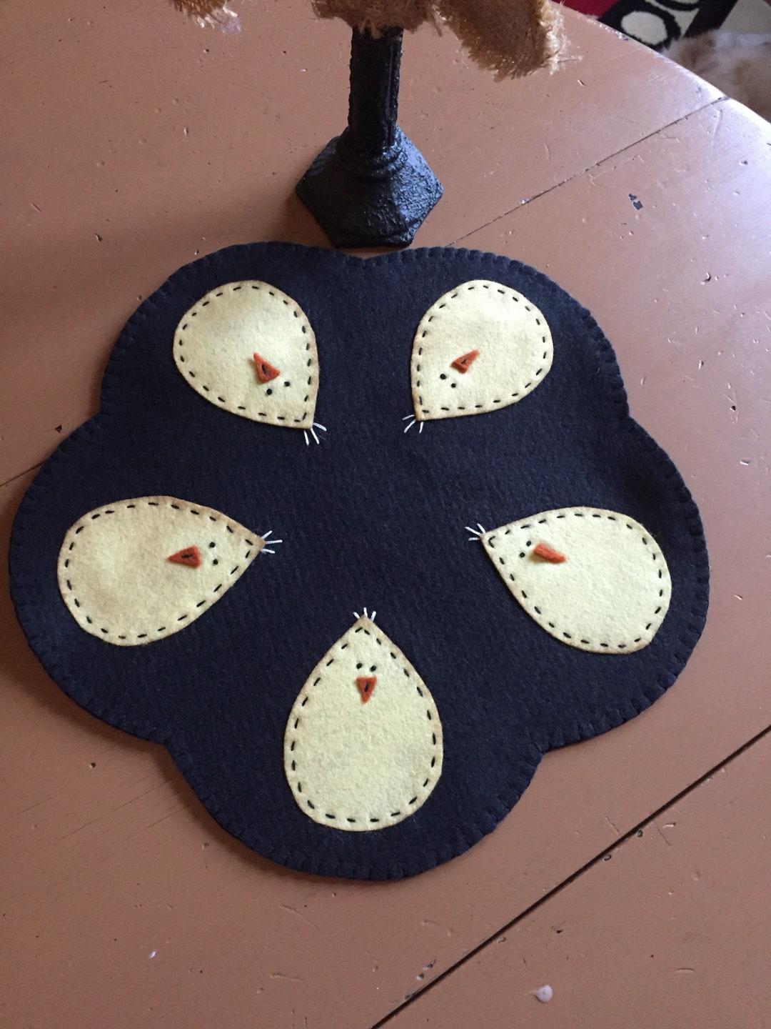Chick Candle Mat Measuring 12 Inches Across With a Black Background - Etsy