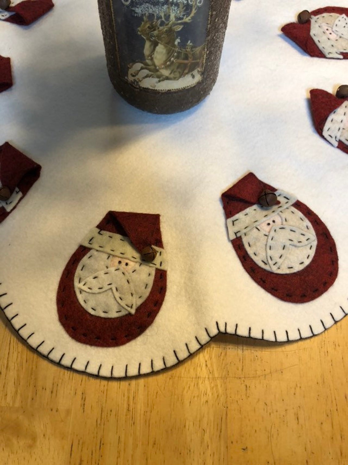 Santa candle mat / Christmas candle mat / primitive Santa | Etsy