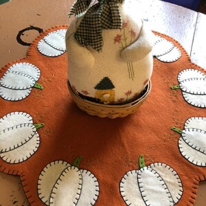 Wool Felt Table Mat Measuring 18 Inches Across, Orange With off White ...