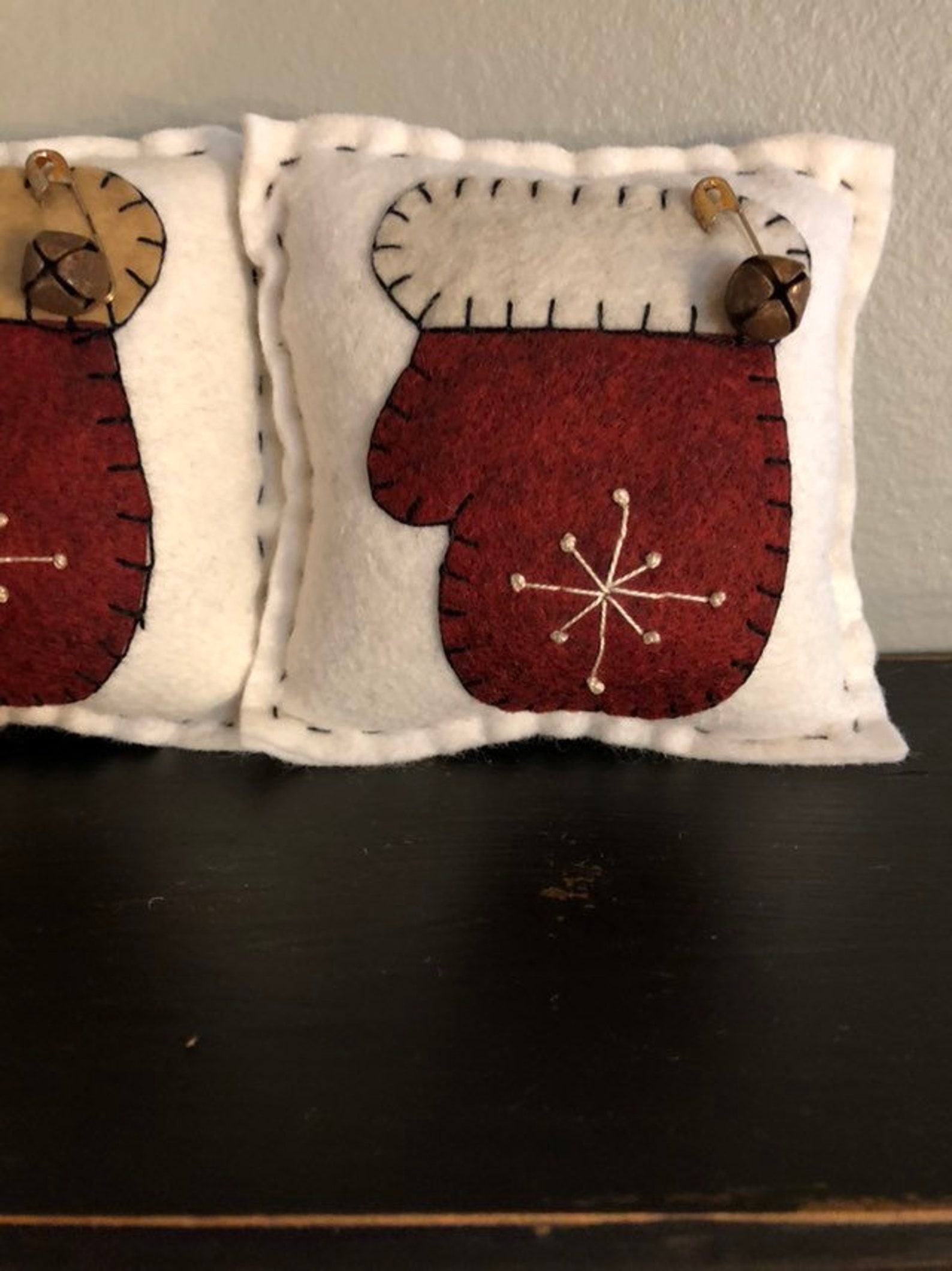 Wool Felt Mitten Bowl Filler Pillow Measuring 5 Inches Square With an ...