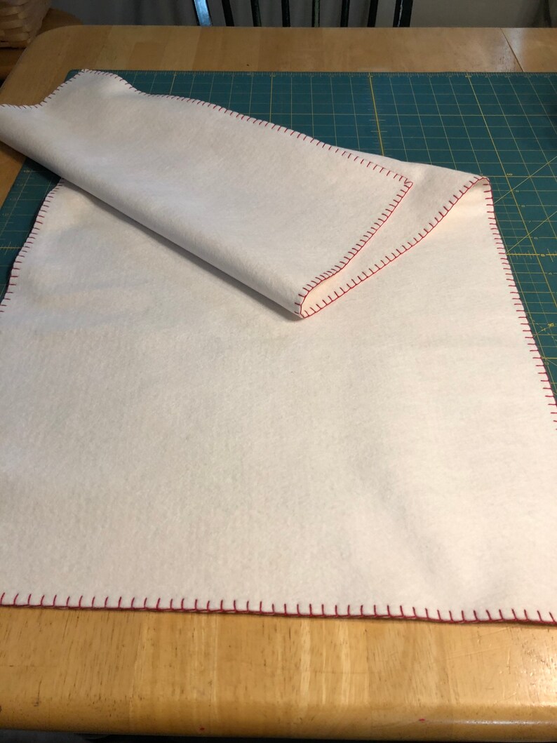 Plain Table Runner With No Design Done in off White With Red Stitching ...
