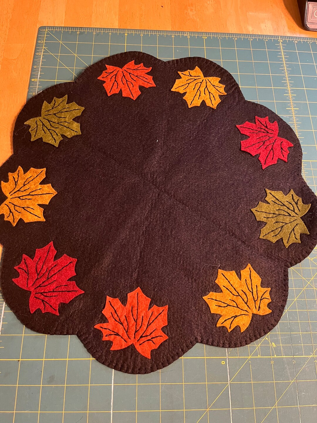 Primitive Leaf Table Mat Measuring 17 Inches Across With a Black ...