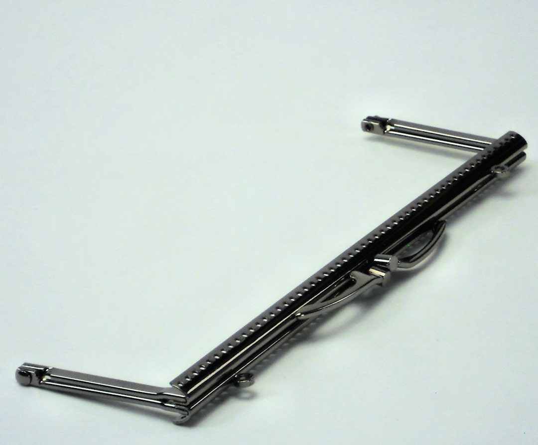 8" Clutch Purse Frame, Gunmetal Black Silver Color, Fishtail Clasp on ...