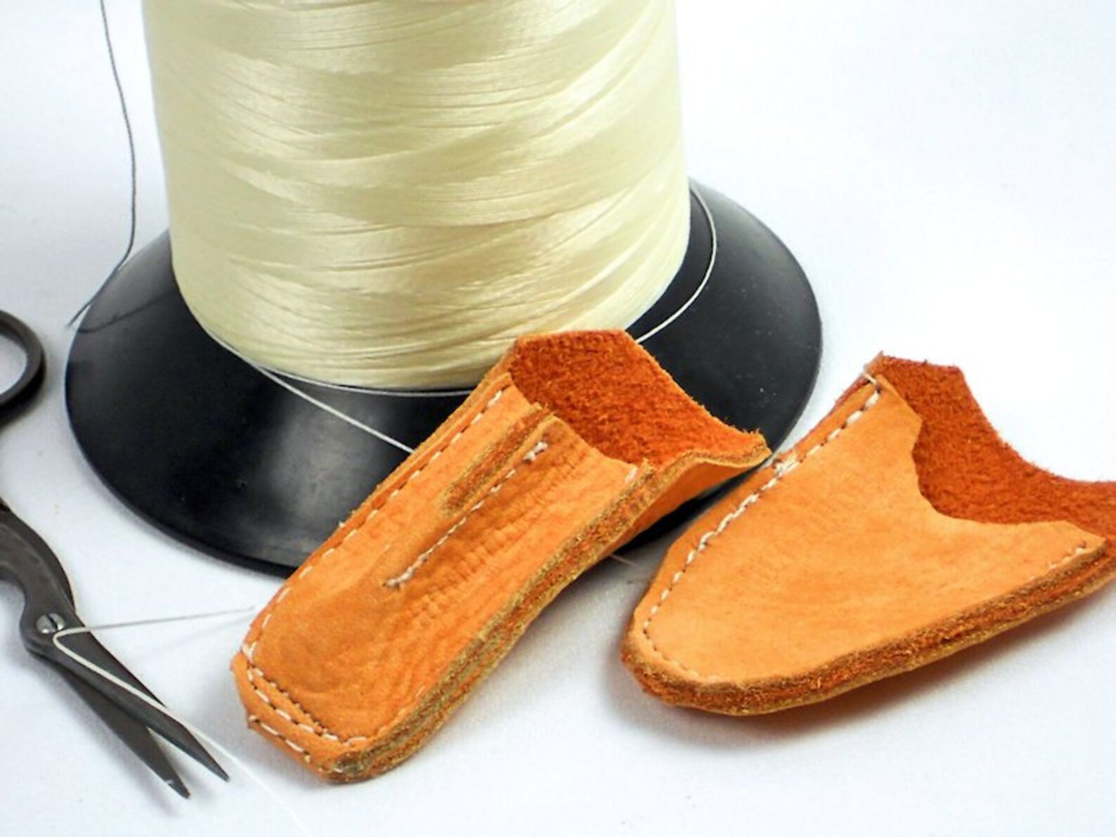 Leather Thimbles Set Apricot Leather Colored Thimbles Finger - Etsy