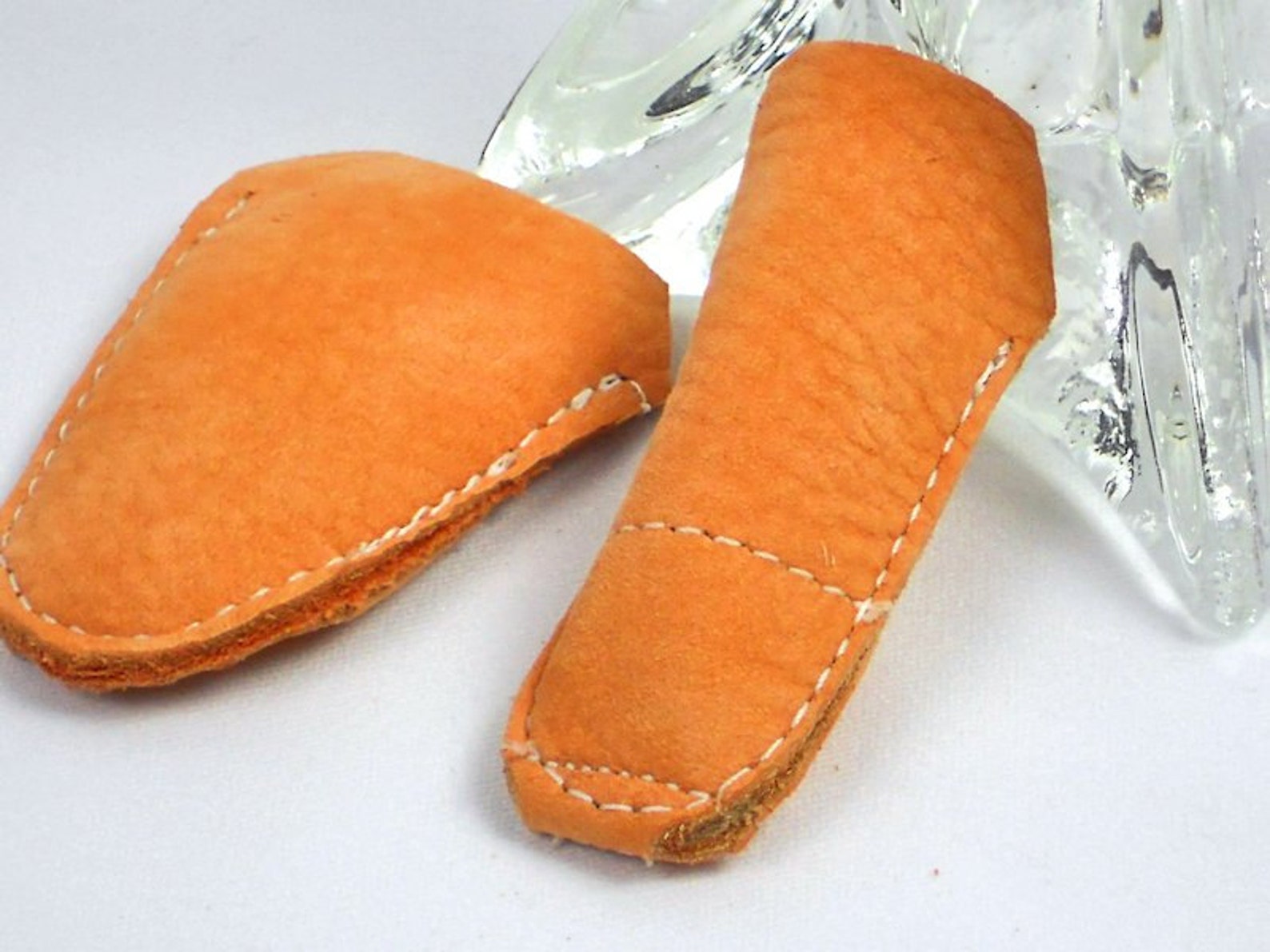 Leather Thimbles Set Apricot Leather Colored Thimbles Finger - Etsy