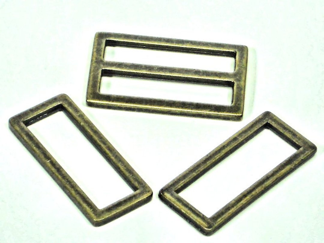 6 Pc Set of 1.5" D-rings & Sliders, 4 Rectangle D-rings + 2 Sliders ...