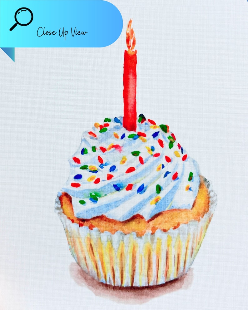 Cupcake Birthday Card Happy Birthday Watercolor Card - Etsy