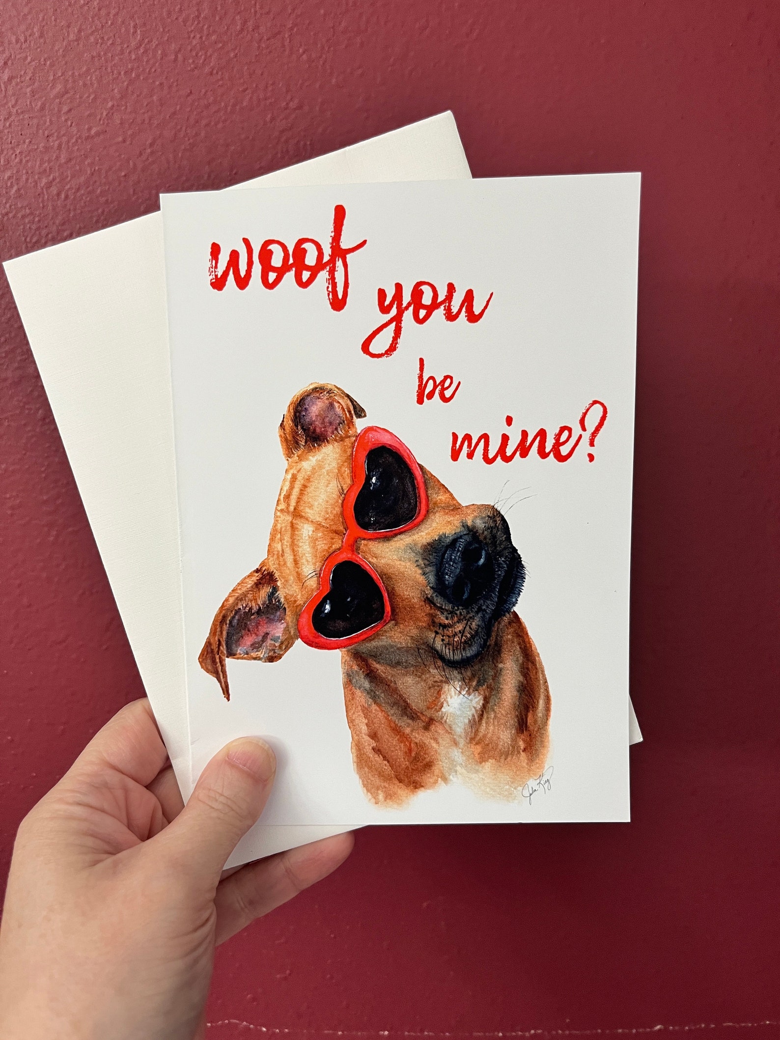 Funny American Pitbull Valentine's Day Card for Friend, Dog Mom, Dad ...