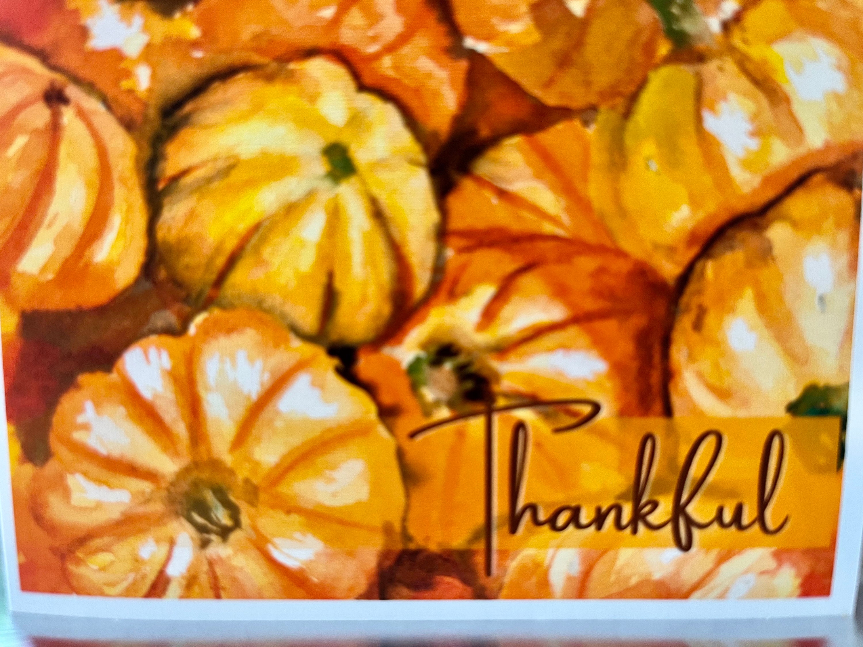 Small Fall Thank You Cards With Pumpkins Theme. Thanksgiving Day ...