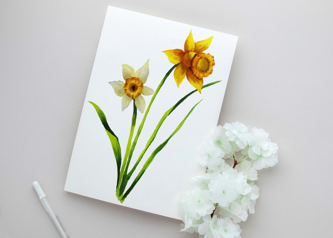 Yellow and White Daffodil Spring Greeting Cards for Easter or Birthday ...
