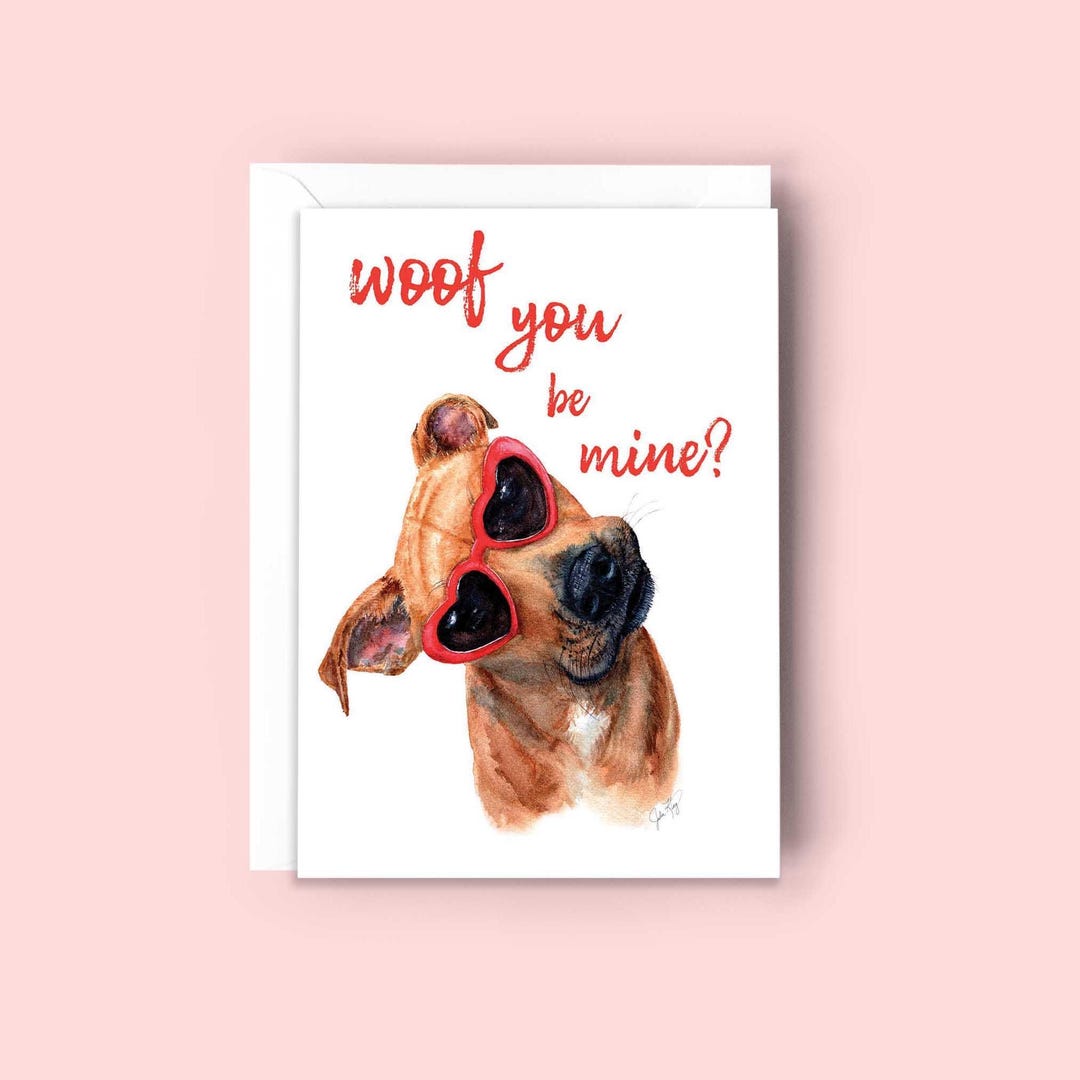 Funny American Pitbull Valentine's Day Card for Friend, Dog Mom, Dad ...