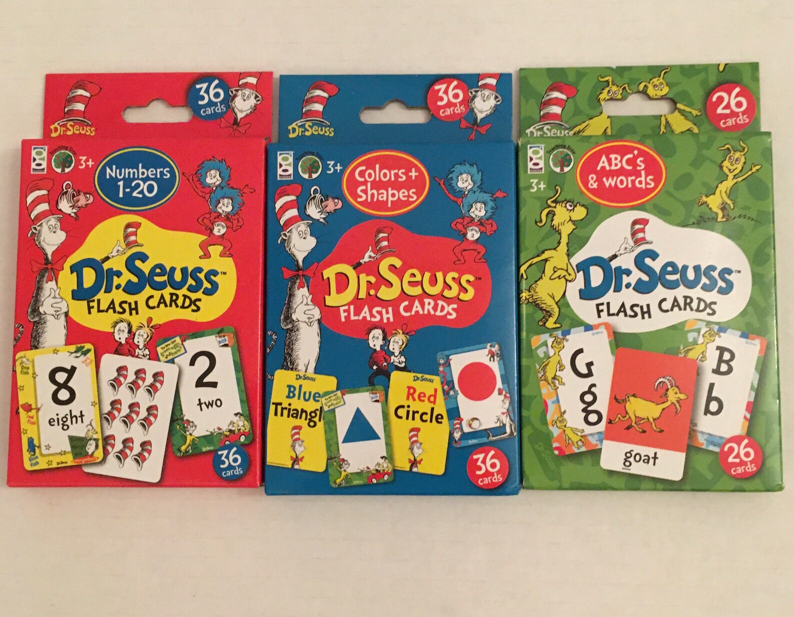 Dr. Seuss Set of Three Learning Flash Cards Numbers, Colors & Shapes ...