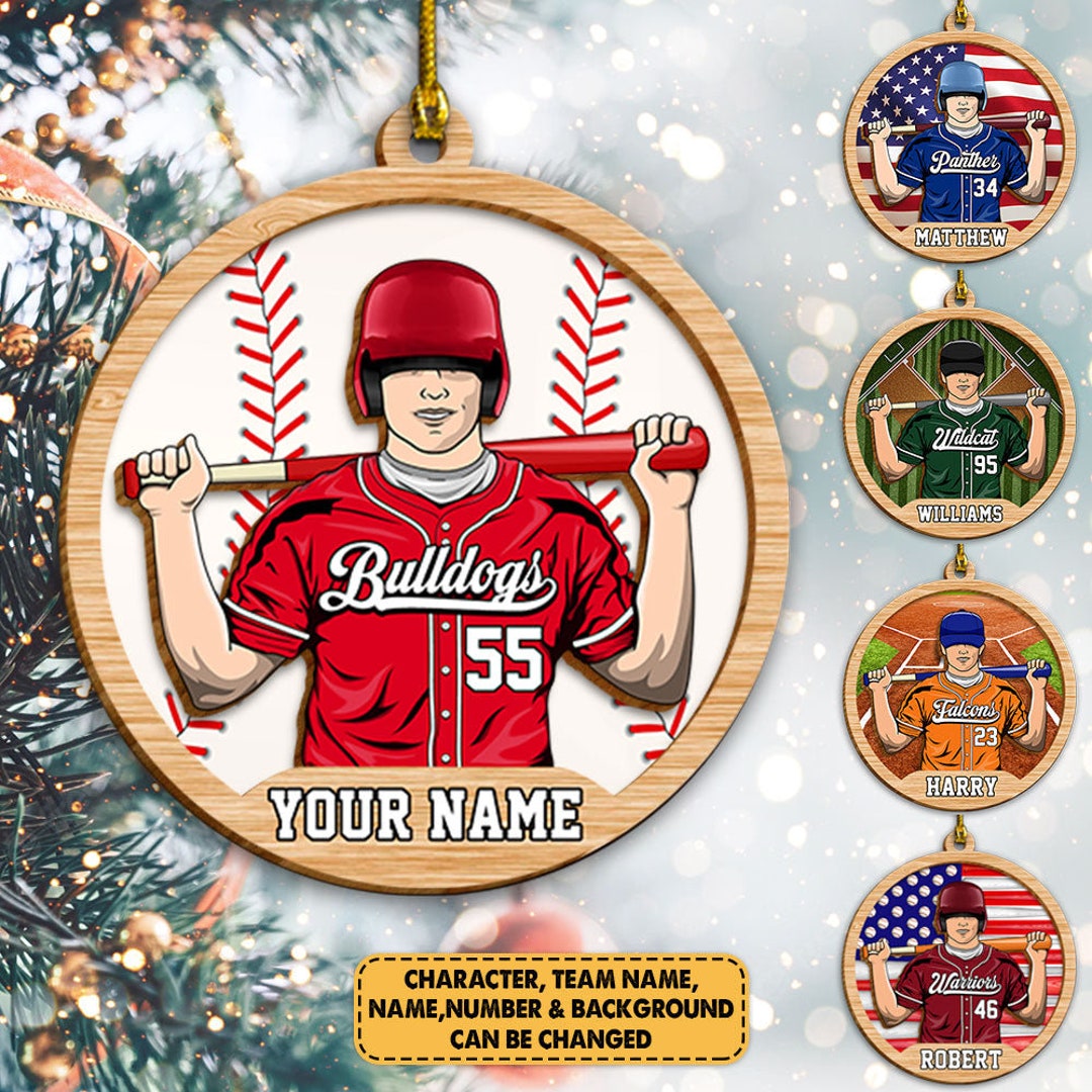 Custom Name PNG File Design for Ornament, Personalized Baseball Player ...