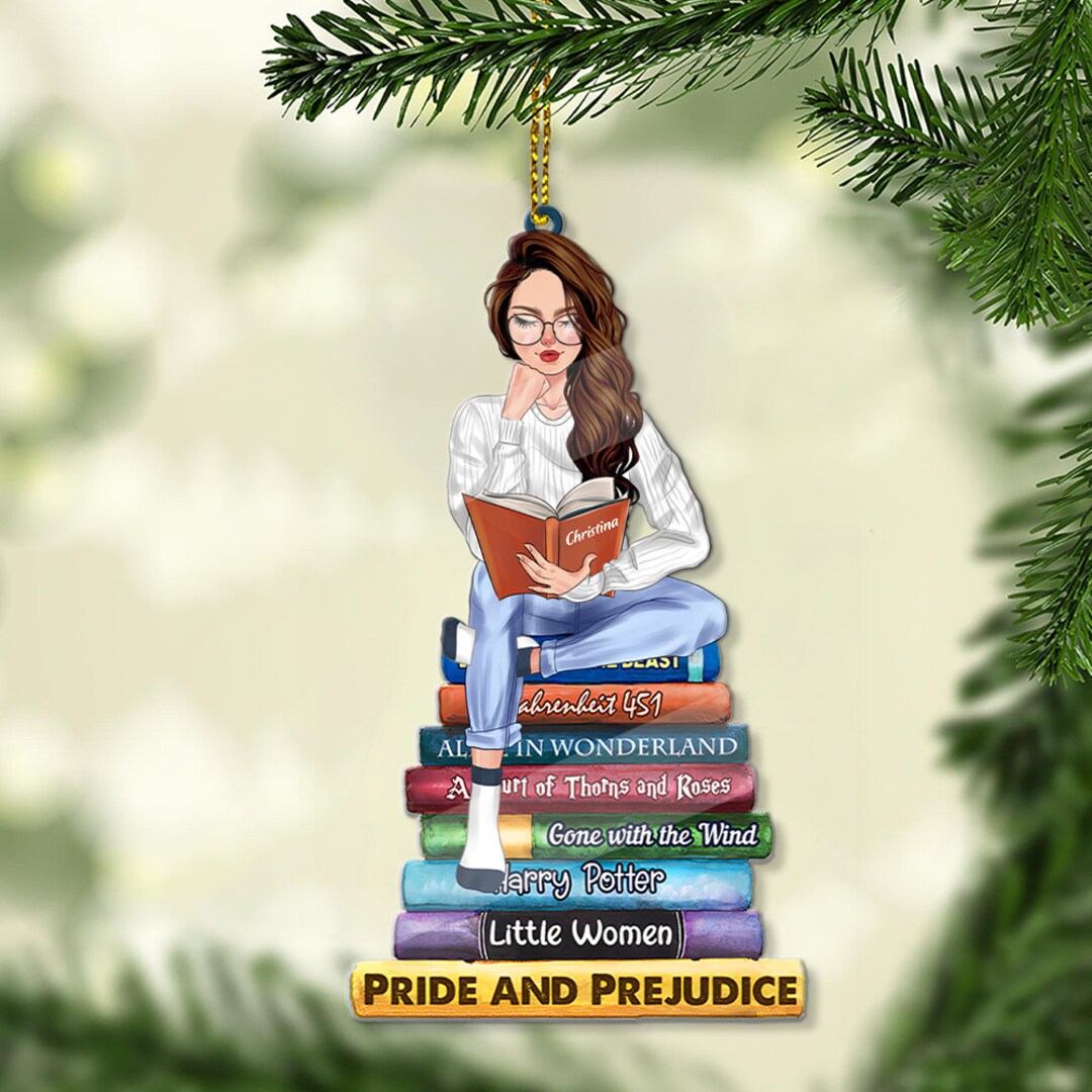 Custom Book Titles PNG File Design, Personalized Girl Reading Book Png ...