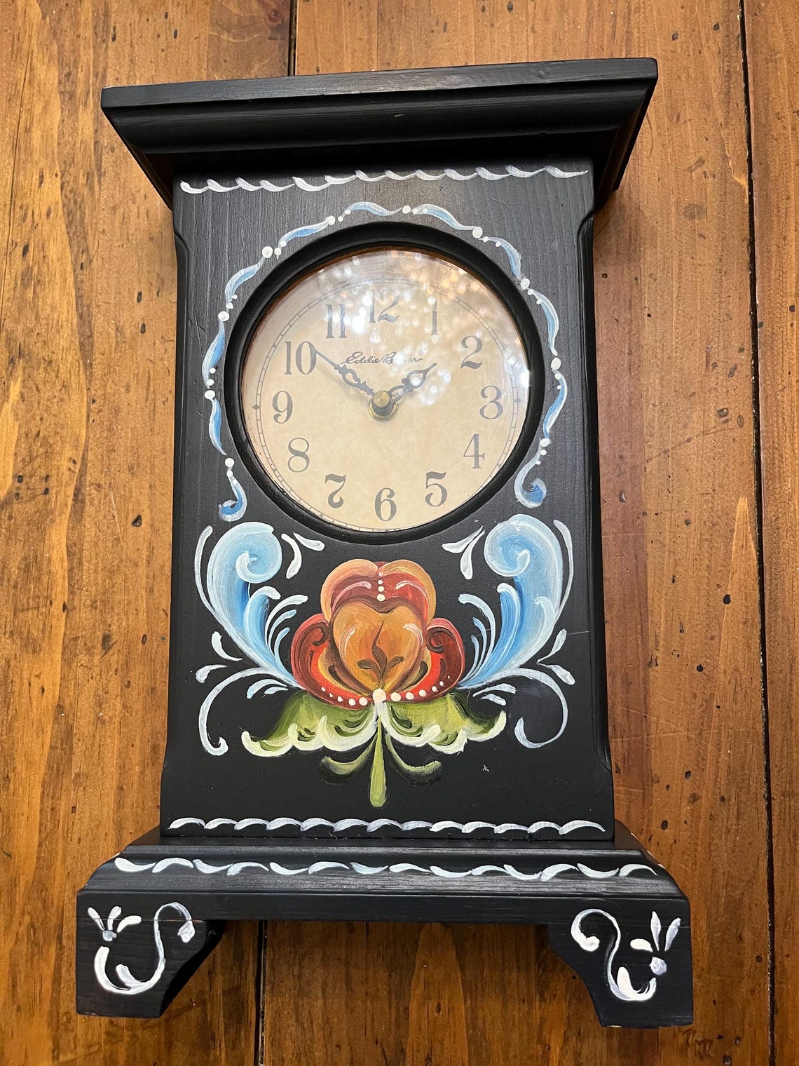 Rosemaled Wood Clock - Etsy