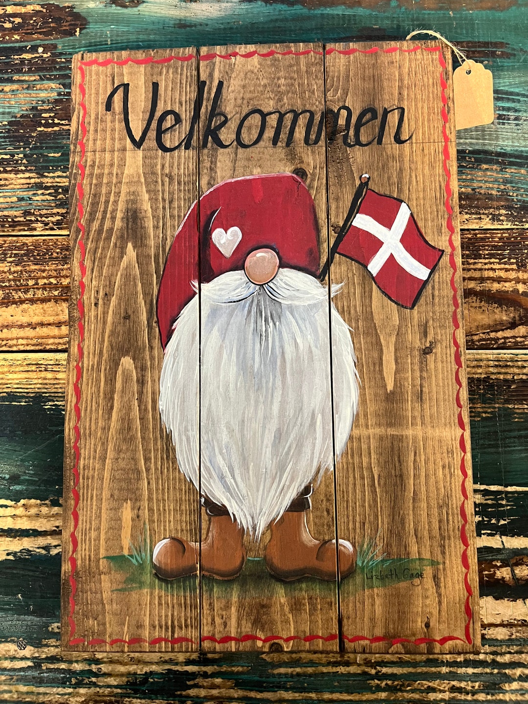 Rustic Wood Danish Velkommen Plaque Gnome/tomte/nisse - Etsy