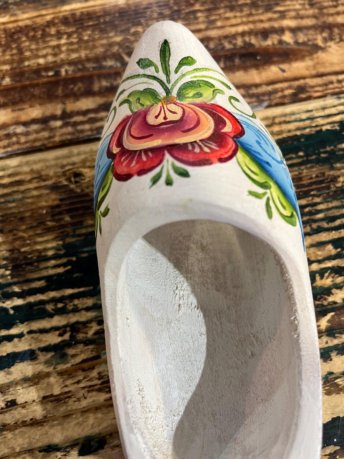 Rosemaled Wooden Shoe - Etsy