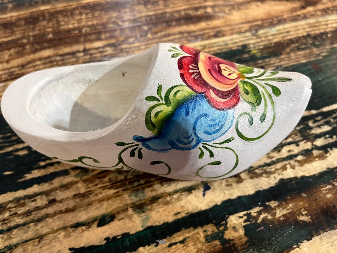 Rosemaled Wooden Shoe - Etsy
