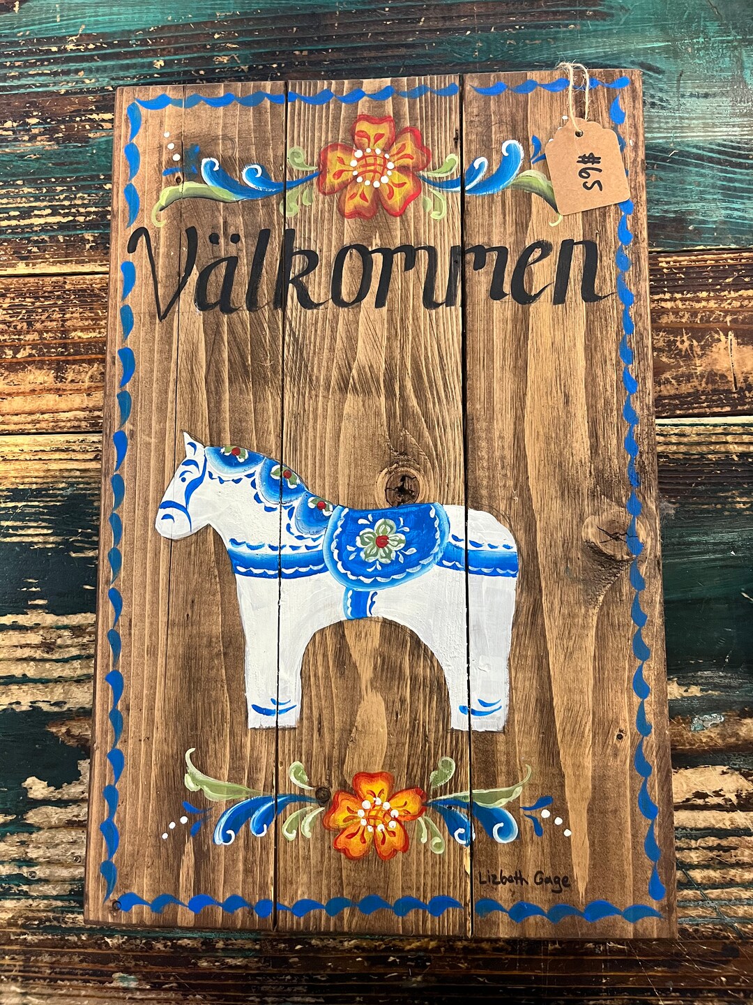 Rustic Wood Swedish Vãlkommen Plaque Dala Horse - Etsy