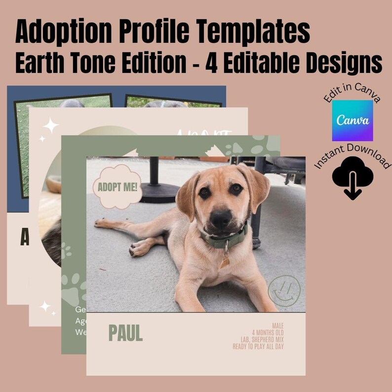 Editable Adoption Canva Template IG Pet Post Template Dog Adoption ...