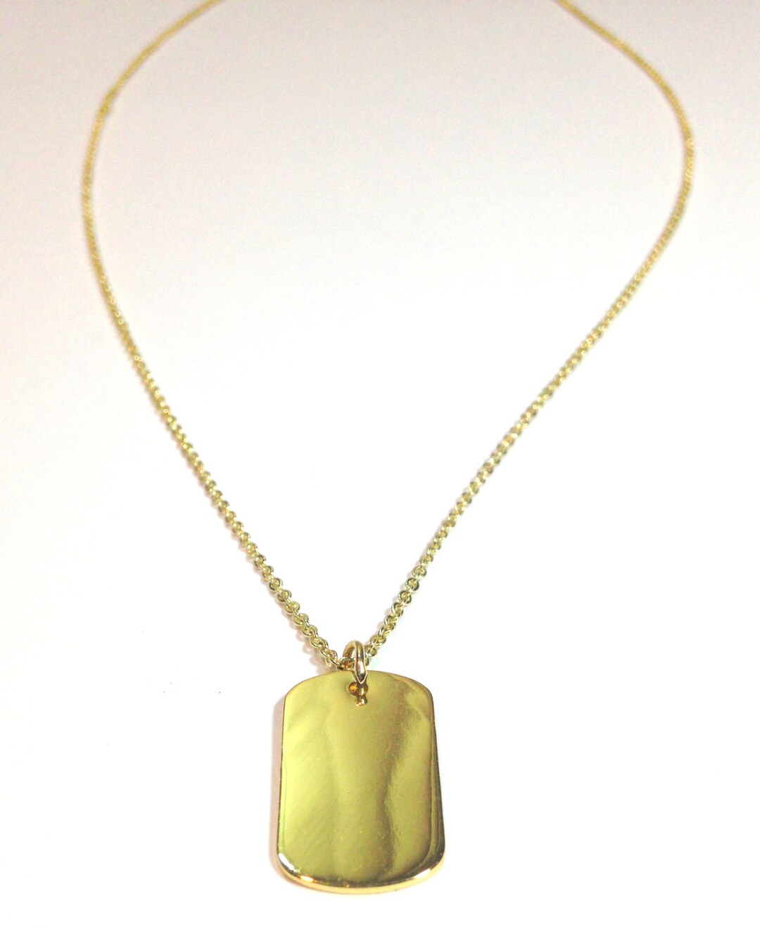 Mini Dog Tag Necklace Gold - Etsy