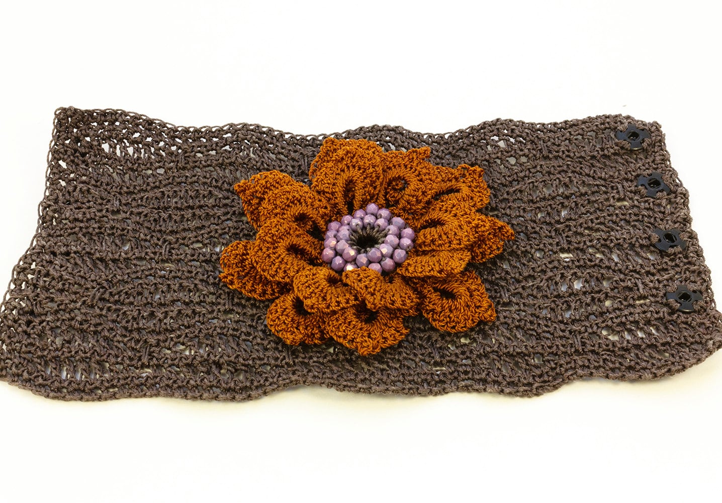 PATTERN Crochet Cuff Bracelet, Crochet Flower, Nylon Thread Crochet ...