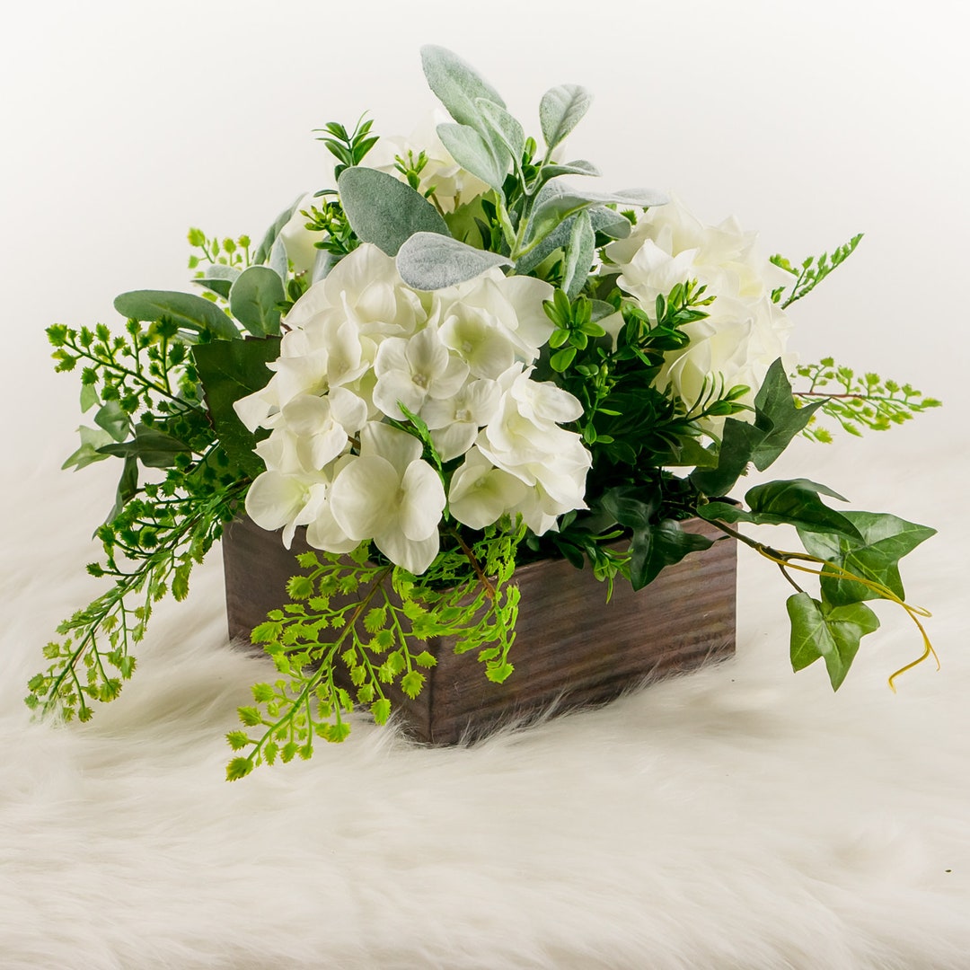 White Hydrangea Rustic Wedding Centerpiece, Wedding Decorations for ...