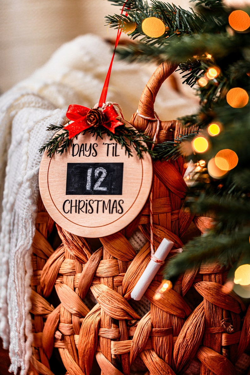 Christmas Countdown Sign Ornament With Chalk, Countdown to Christmas ...