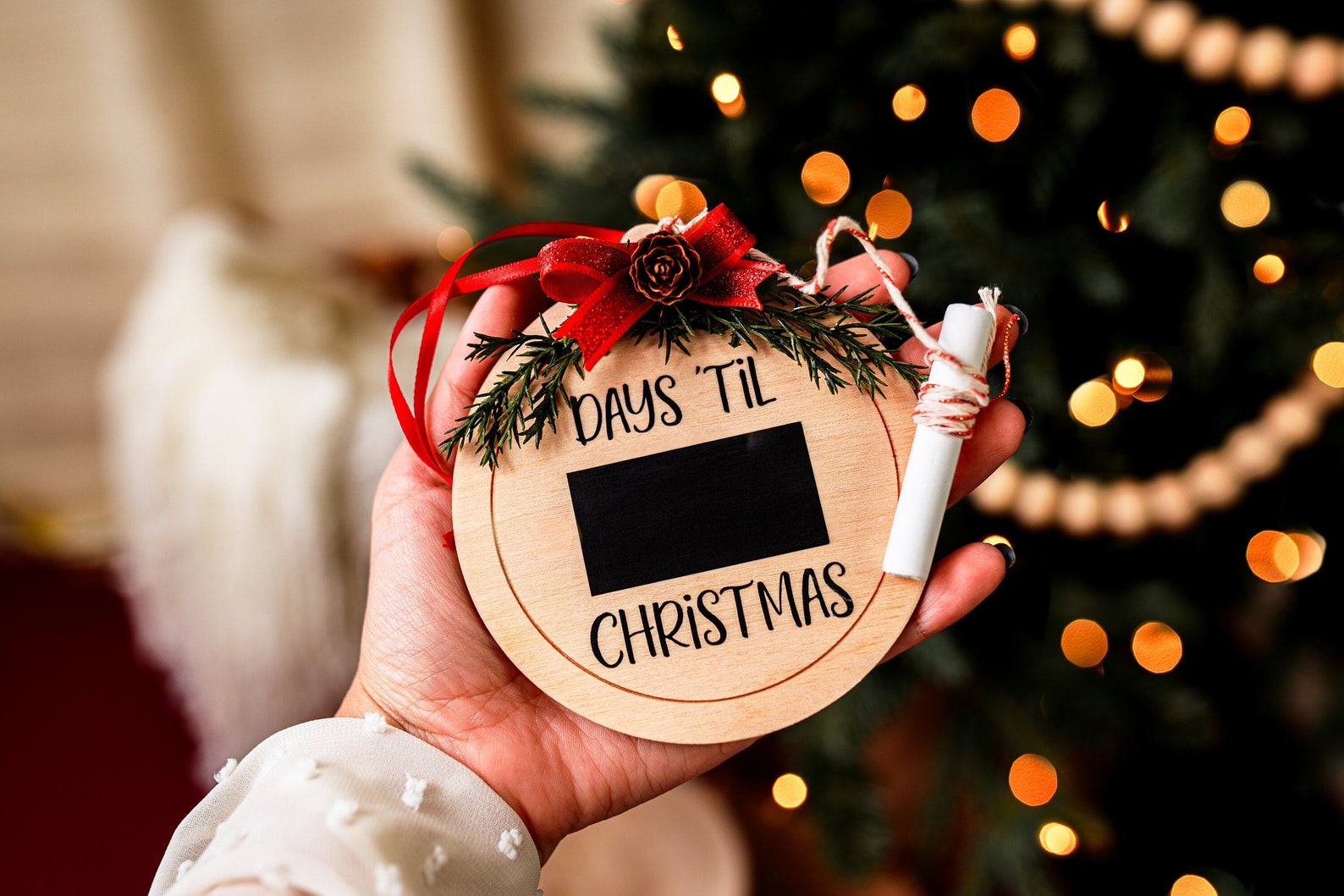 Christmas Countdown Sign Ornament With Chalk, Countdown to Christmas ...