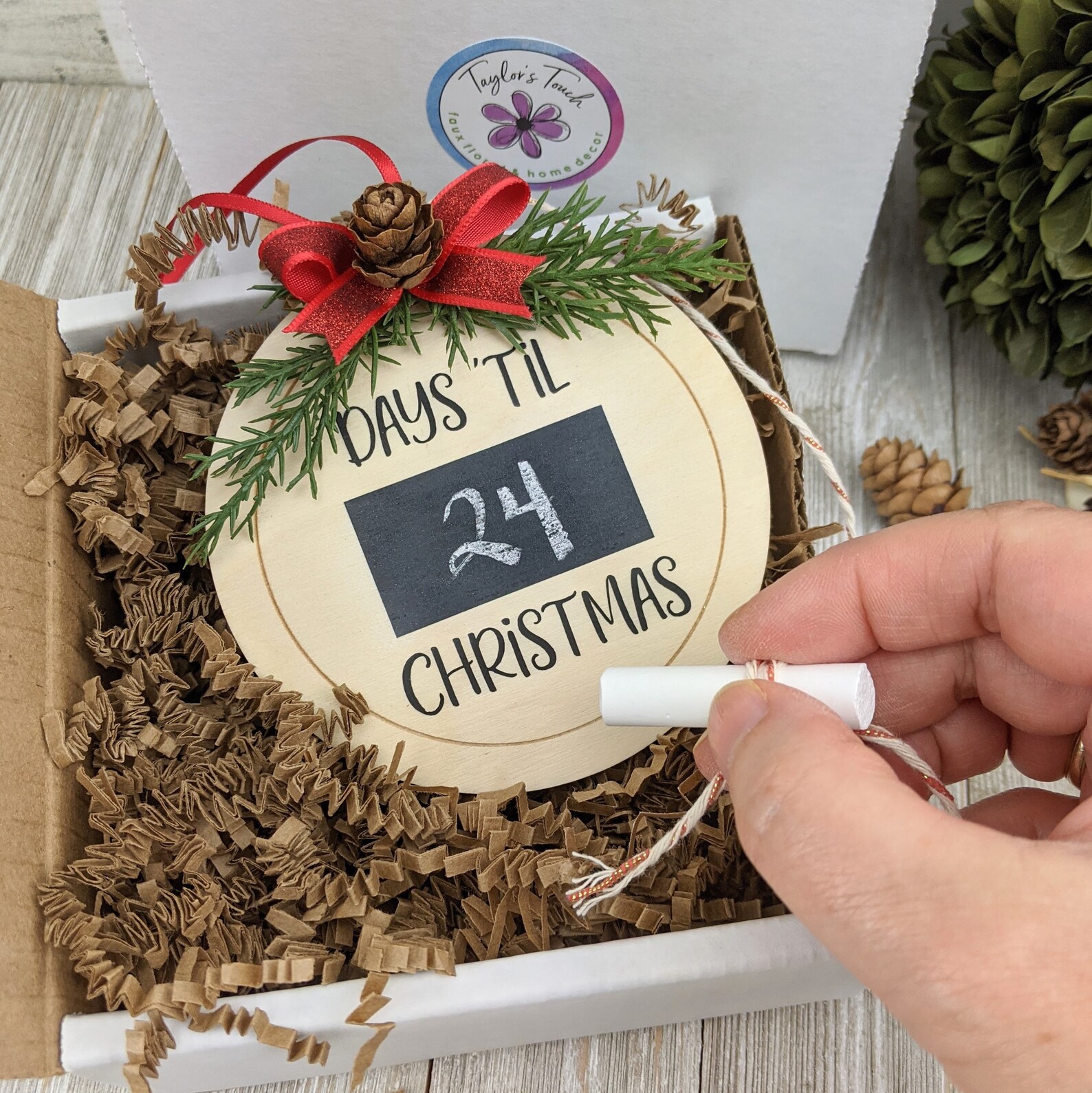 Christmas Countdown Sign Ornament With Chalk, Countdown to Christmas ...